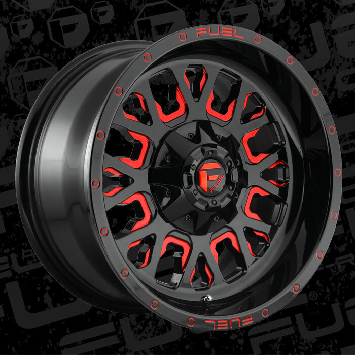 17 Inch Black Red Wheels Rims Fuel Stroke 17x9 -12mm FOR Jeep Wrangler ...