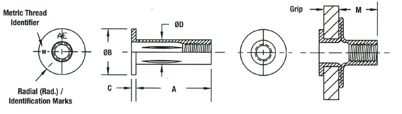 Qty 20 M5 Zinc Plated Steel Plusnut Nutserts Rivnut Nutsert Plus Nut ...