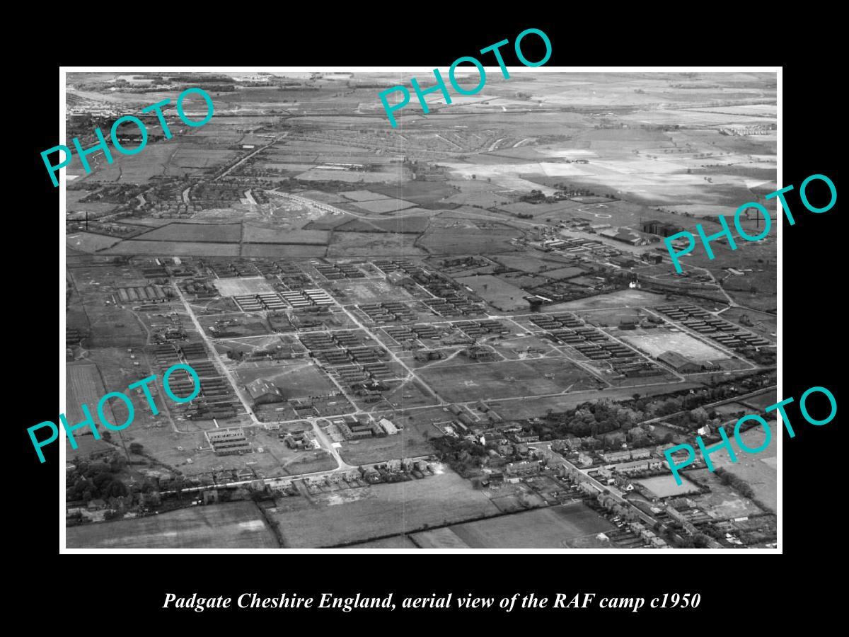 OLD LARGE HISTORIC PHOTO PADGATE CHESHIRE ENGLAND AERIAL VIEW RAF CAMP ...