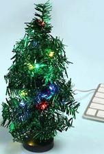 Philips LED USB Powered Desktop Green Christmas Tinsel Tree With Multi ...