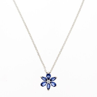 Genuine Pandora Sparkling Blue Herbarium Cluster Pendant Necklace ...