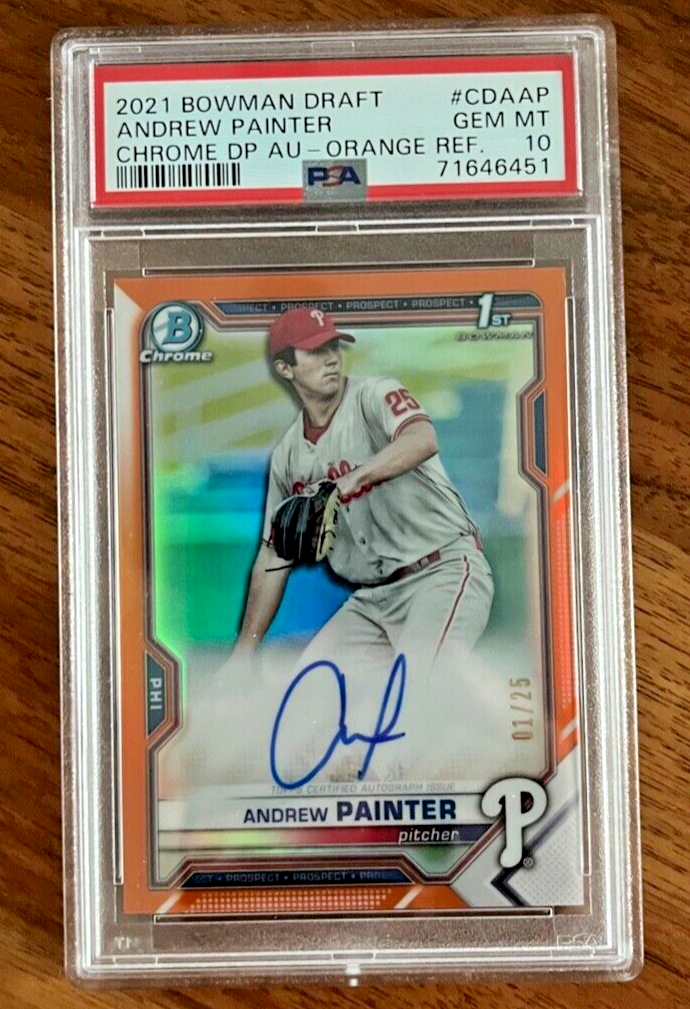 2021 Bowman Chrome AUTO ORANGE Refractor Andrew Painter /25 PSA 10 POP ...