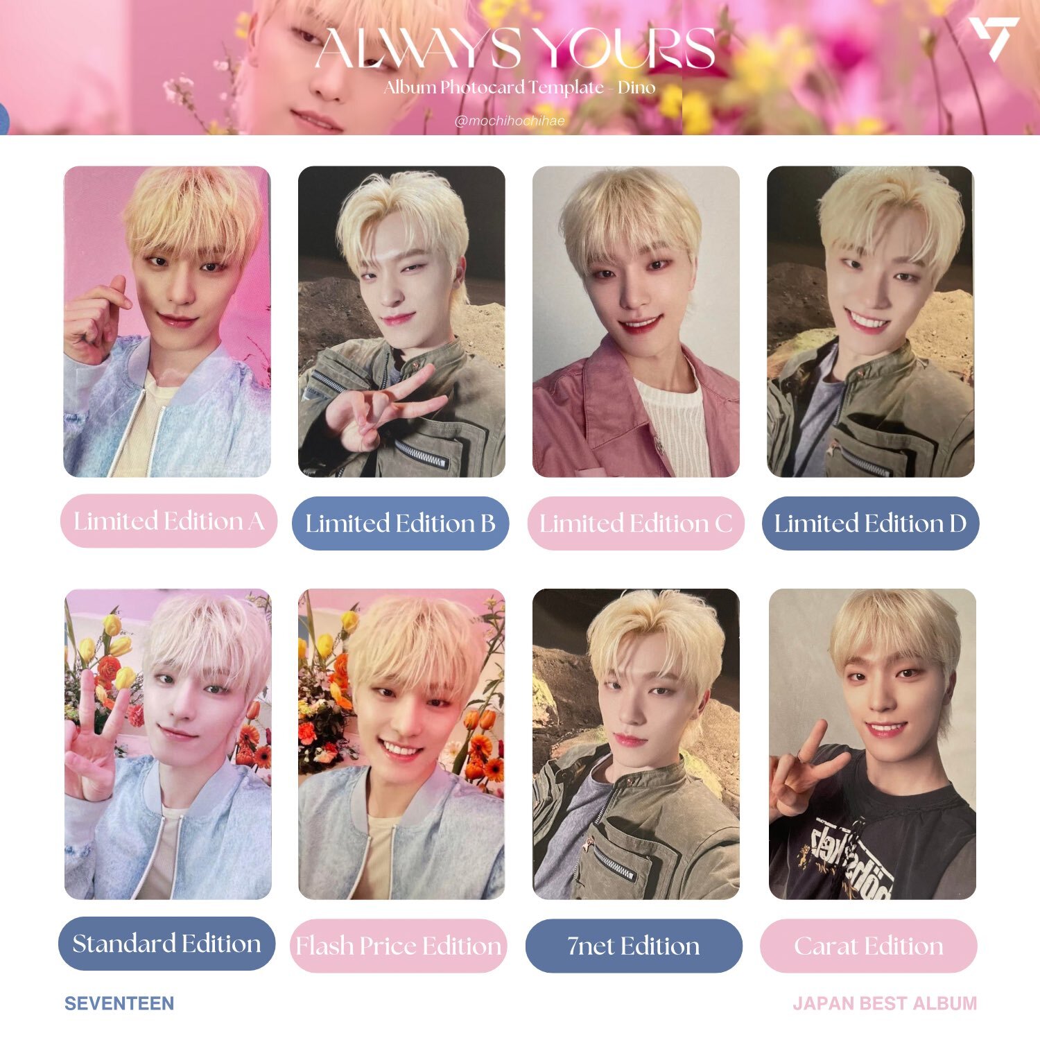 DINO SEVENTEEN ALWAYS YOURS JAPAN BEST ALBUM Official photo card A B C ...