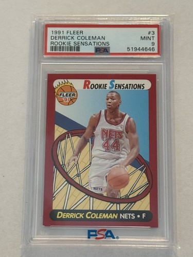 1991 Fleer Basketball Rookie Sensations PSA 9 Mint Derrick Coleman Low ...