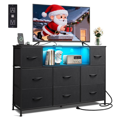 Black Dresser TV Stand for 45, 50, 55 inch TV, Entertainment Center ...