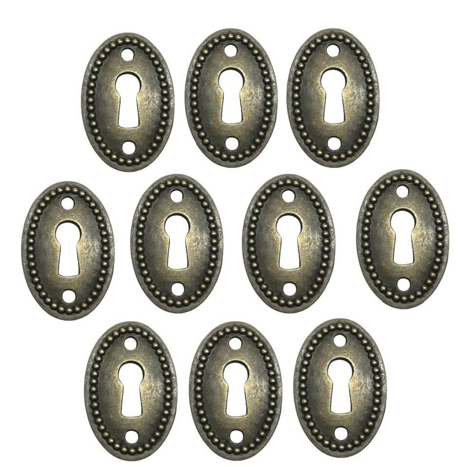 Oval Stamped Antique Brass Decorative Keyhole Cover Plate, Keyhole ...