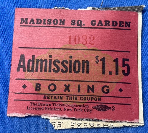 RARE 1941 Boxing Ticket Stub Joe Louis vs Red Burman Madison Square ...