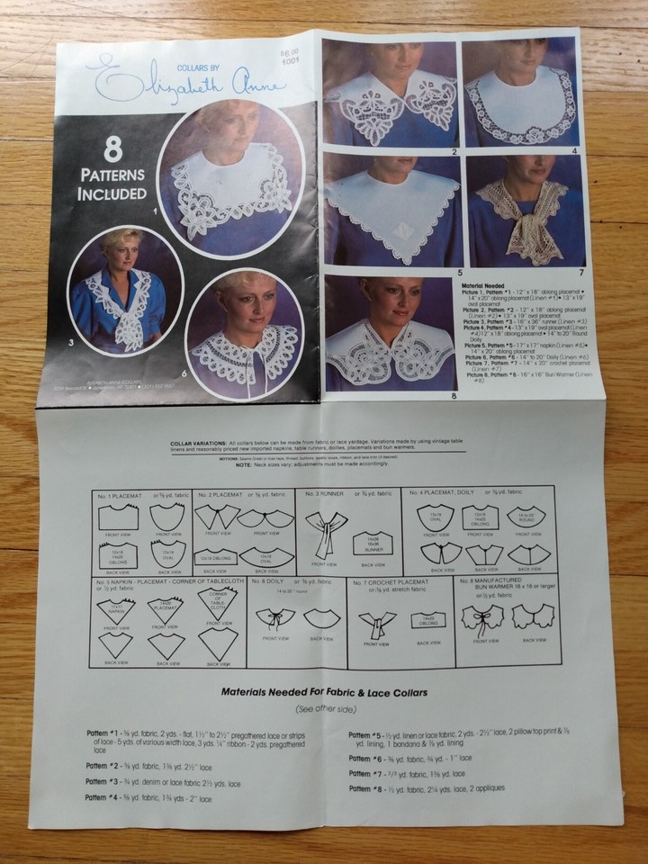 Vintage Doily Collars Sewing Patterns Table Linens Crafts by Elizabeth ...