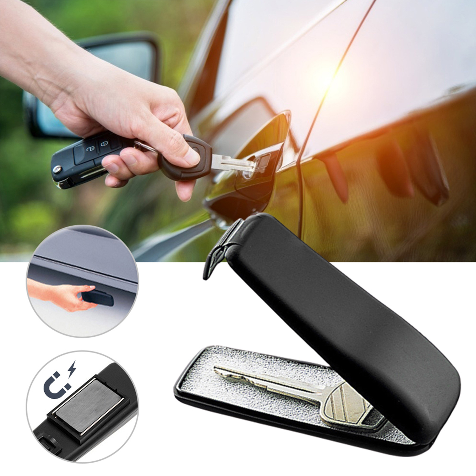 (Black)Car Key Box Magnet Emergency Key Boxes Anti Rust Durable Key ...