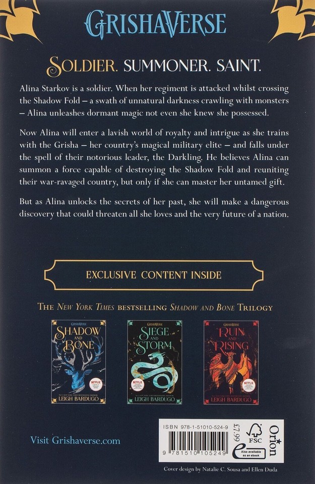 Shadow And Bone Book 1 by Leigh Bardugo 2018 Paperback 9781510105249 ...