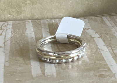 NWT Sundance Catalog Silver Trio “Golden Touchpoint Ring” Size 9 $148 ...