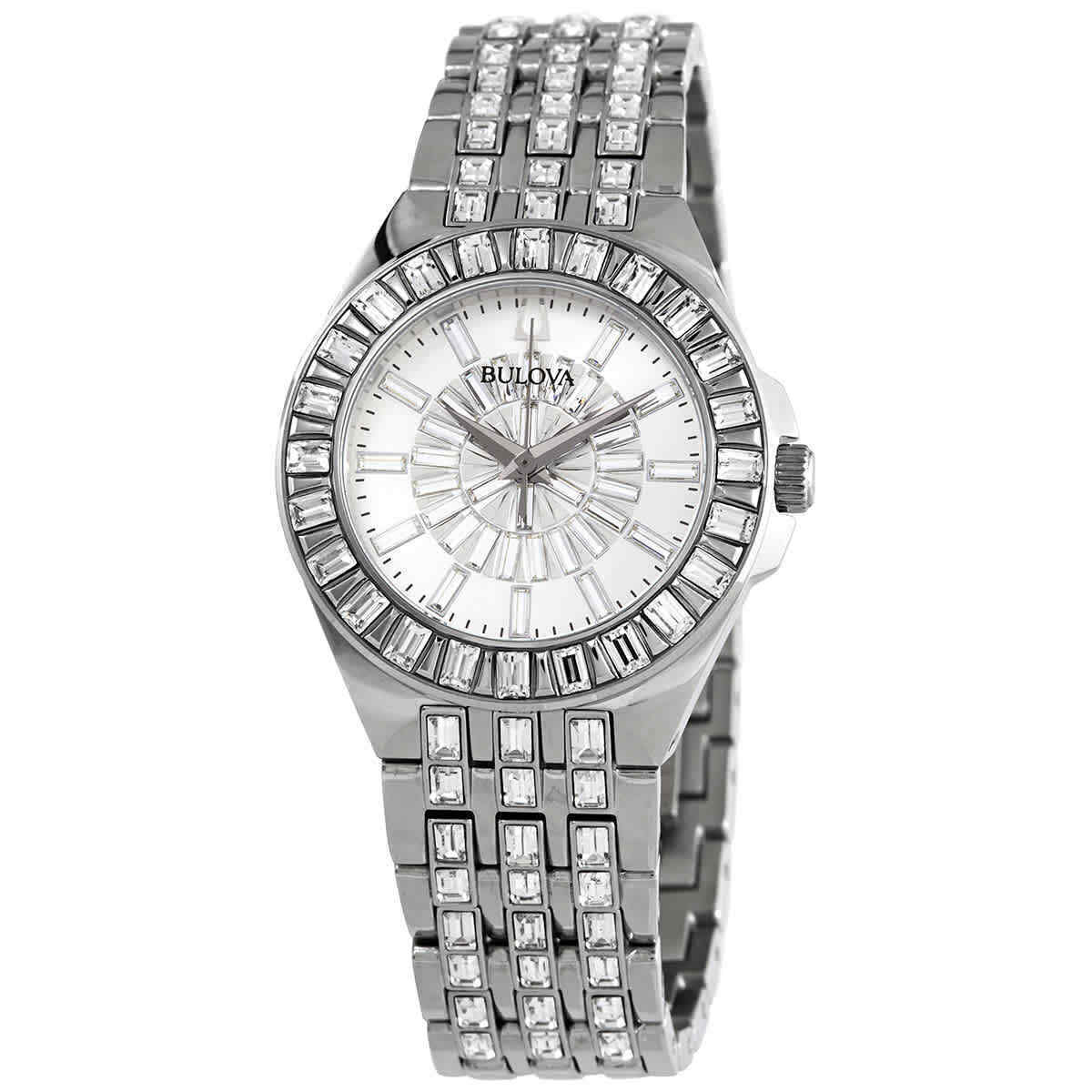 Bulova 96L278 32mm Crystal Stainless Steel Case and Strap Women's ...