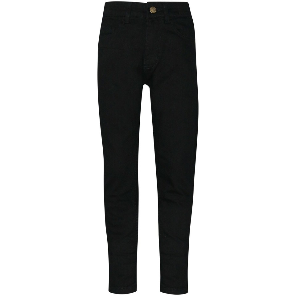 Kids Boys Skinny Jeans Designer Jet Black Denim Stretchy Pants Fit ...