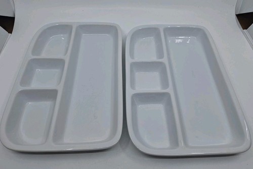 Crate And Barrel Bret Bortner Ceramic TV Tray Divided Plates White Set ...