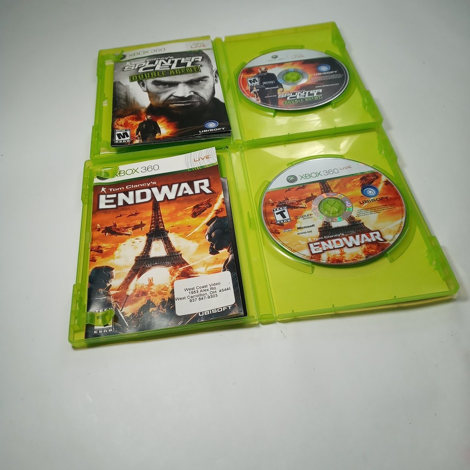 XBOX 360 Game Lot Tom Clancy Splinter Cell Double Agent and ENDWAR ...