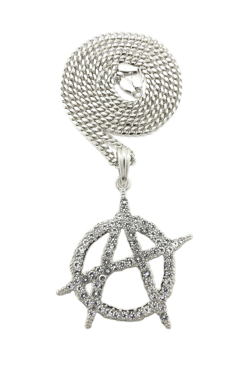 Mens Hip Hop Anarchy Pendant With 18" 20" 24" Box Cuban Link Chain ...