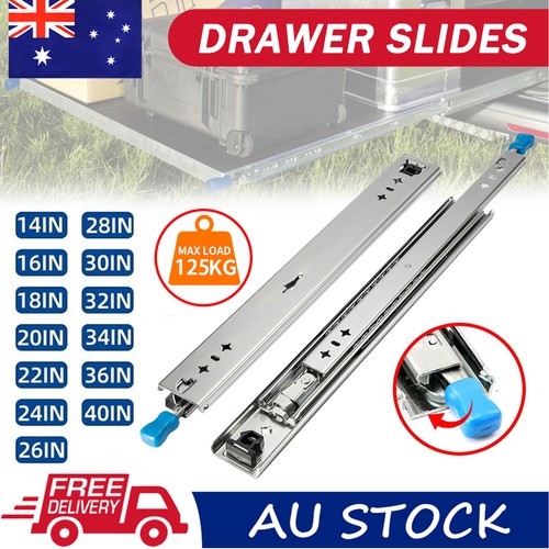 2X Heavy Duty Drawer Slides Runner Locking Ball Bearing Rails Trailer ...