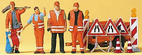 PREISER 10347 NEW HO 1/87 Scale Set of Road Work Construction Crew w ...