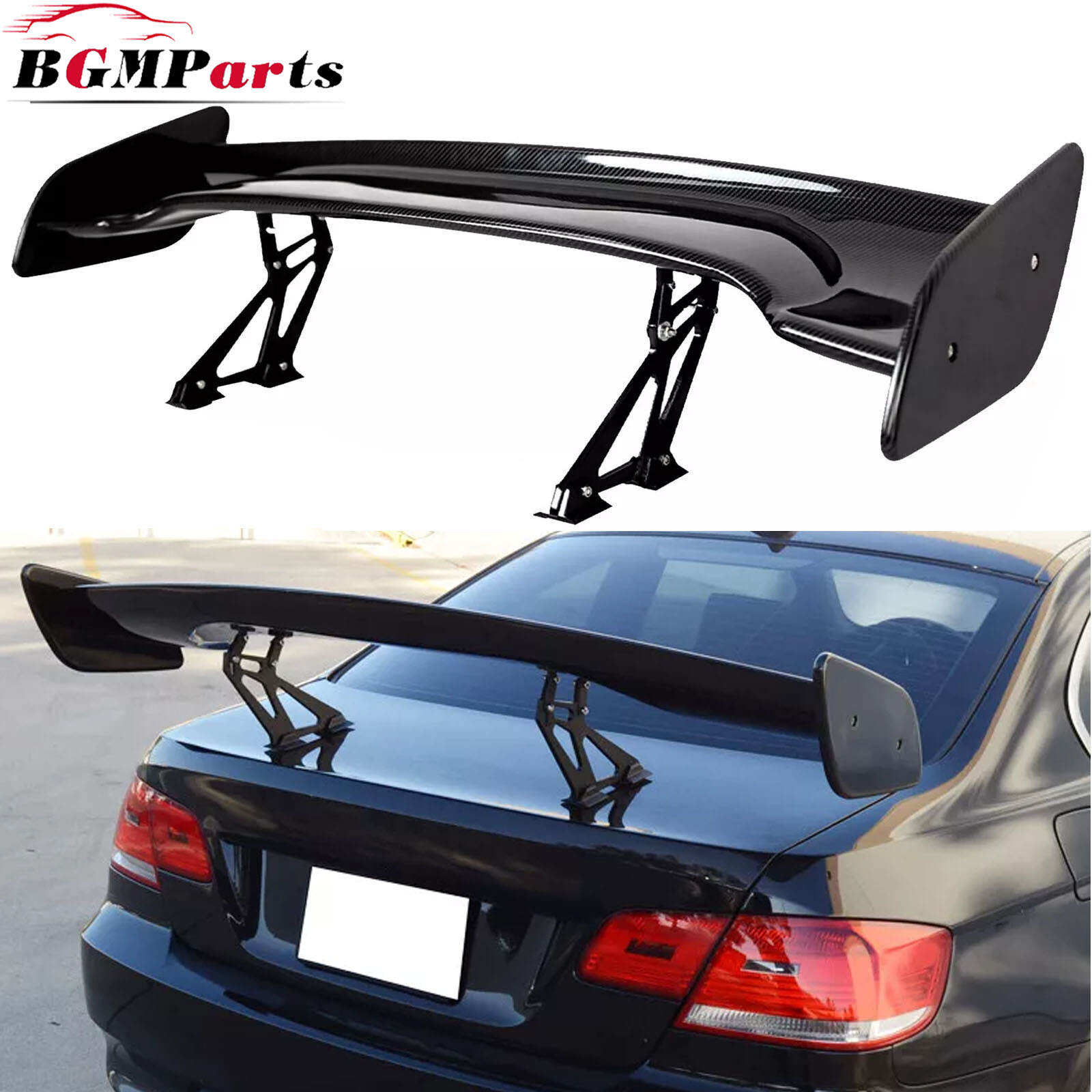 Adjustable Rear Universal Spoiler Wing 47'' Carbon Fiber GT-Style ...