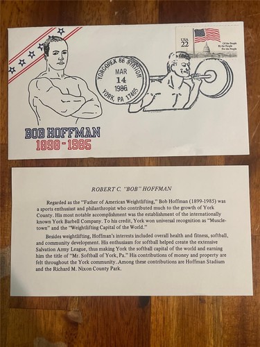 BOB HOFFMAN bodybuilding muscle envelope with Biography Card 1986 | eBay