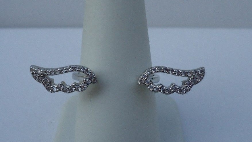 925 STERLING SILVER DESIGNERS ANGEL WINGS RING W/ .50CT LAB SIMUALTED ...