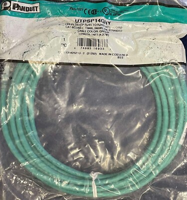 PANDUIT, 14ft , TX6 Plus UTP, CAT6 RJ45 to RJ45 Patch Cable (UTPSP14GRY ...
