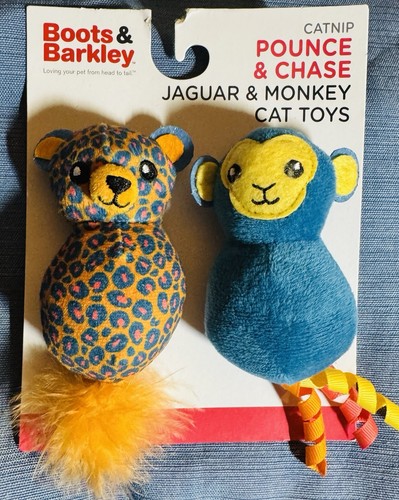 Jaguar &Monkey Plush Cat Toy Set - 2 Pack - Boots And Barkley Catnip | eBay