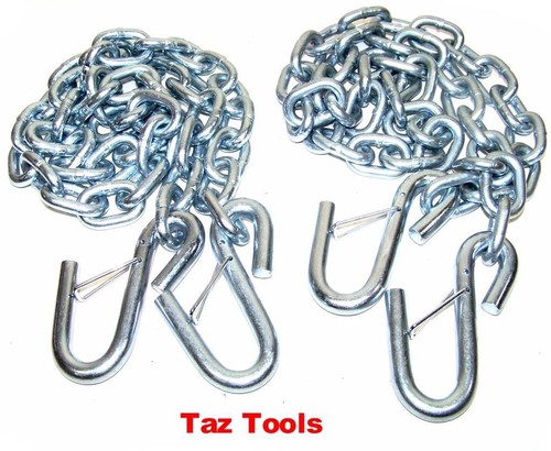2 pcs 1/4" x 4ft Hitch Trailer Safety Chain with S-Hooks Safety Latches ...