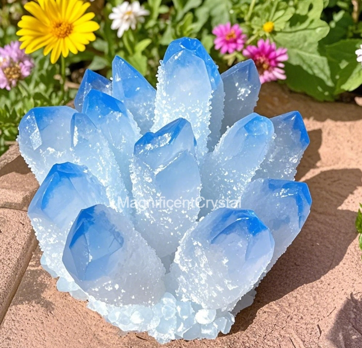 2025Rare Large Raw Blue Phantom Quartz Crystal Cluster Healing Reiki ...