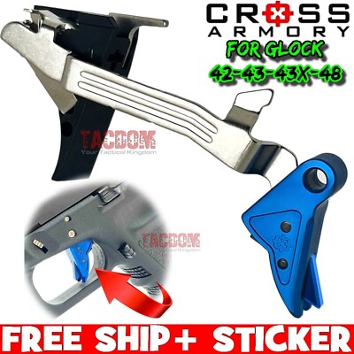 CROSS ARMORY "Drop-In" Trigger for GLOCK 42 43 43X 48 - BLUE on BLUE 3 ...