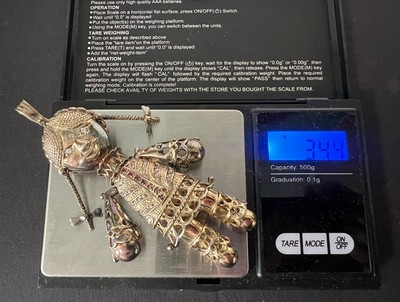 Sterling Silver Rag Doll Pendant Large Gold Plated Guilt All Stones ...