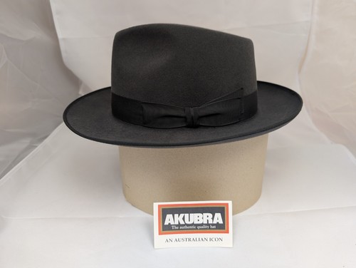 Genuine Akubra Stylemaster Fedora Carbon Gray - Size 57 Barely Worn | eBay