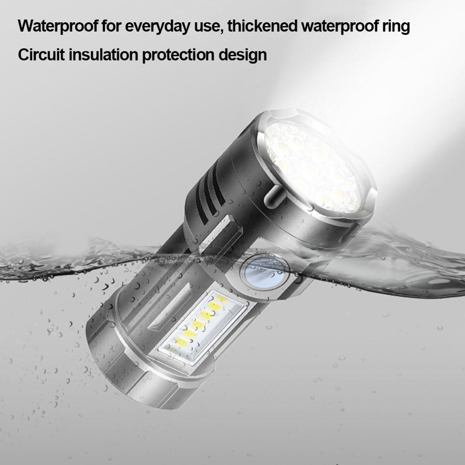 LED Pocket Torch Light Super Bright Flashlights USB Rechargeable ...