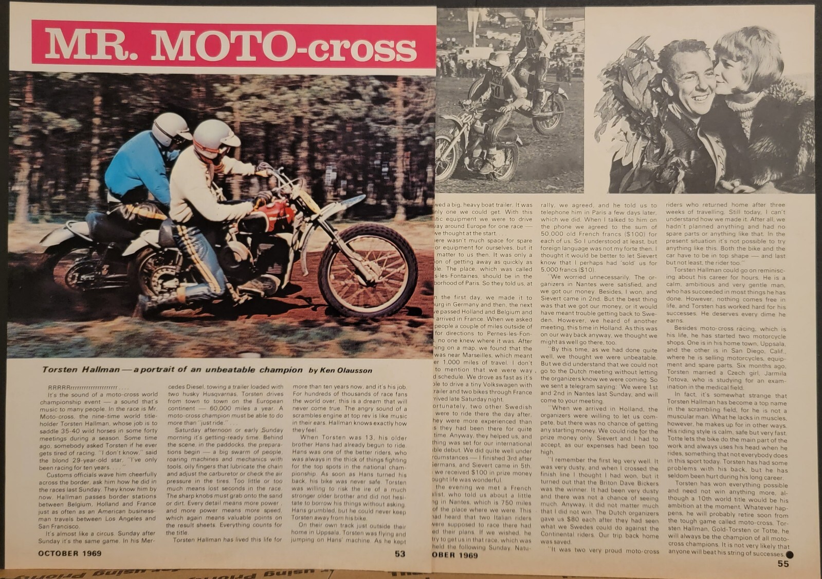 1971 Mr Motocross Torsten Hallman Original Motorcycle 3p Print article ...