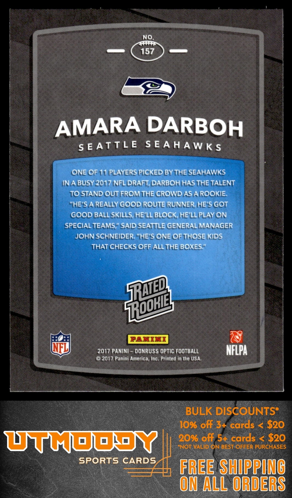 2017 Donruss Optic 157 Amara Darboh Seattle Seahawks Rookie RC | eBay