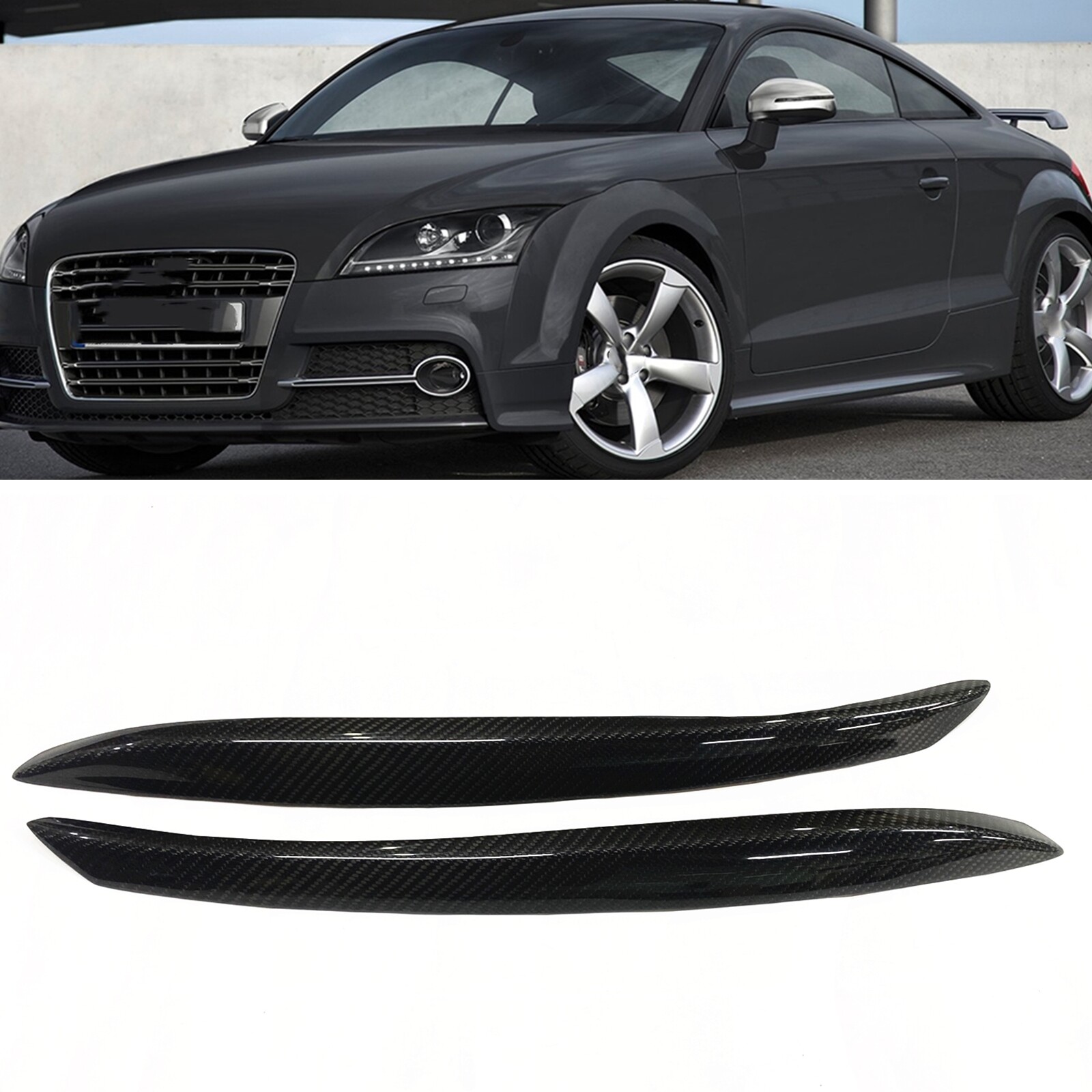 2x Carbon Fiber Headlight Eyelid Eyebrow Trim Cover For Audi TT 8J 2007 ...