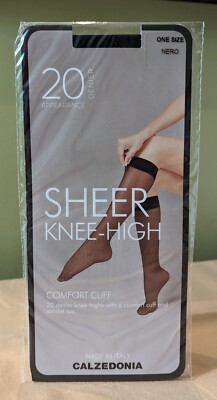 CALZEDONIA 20 DENIER SHEER KNEE HIGH STOCKINGS NYLON HOSIERY / BLACK | eBay