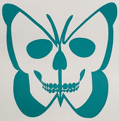 Turquoise Vinyl Decal Skull/Butterfly For your car, truck, motorcycleor ...