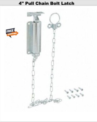 Pull Chain Bolt Latch Spring Loaded 4" Zinc Finish Barn Shed Gate ...