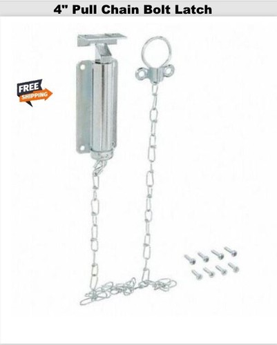 Pull Chain Bolt Latch Spring Loaded 4" Zinc Finish Barn Shed Gate ...