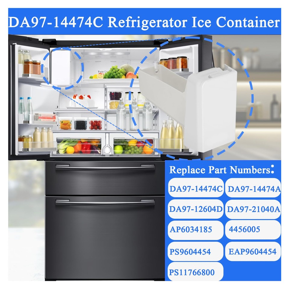 DA97-14474A ICE Tray Bucket For Samsung Refrigerator Bin RF28HMEDBSR ...