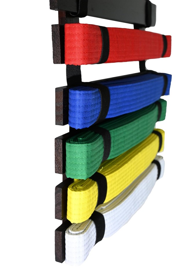 12 or 15 Belt Taekwondo Belt Display Rack with Stickers, Pine Wood ...