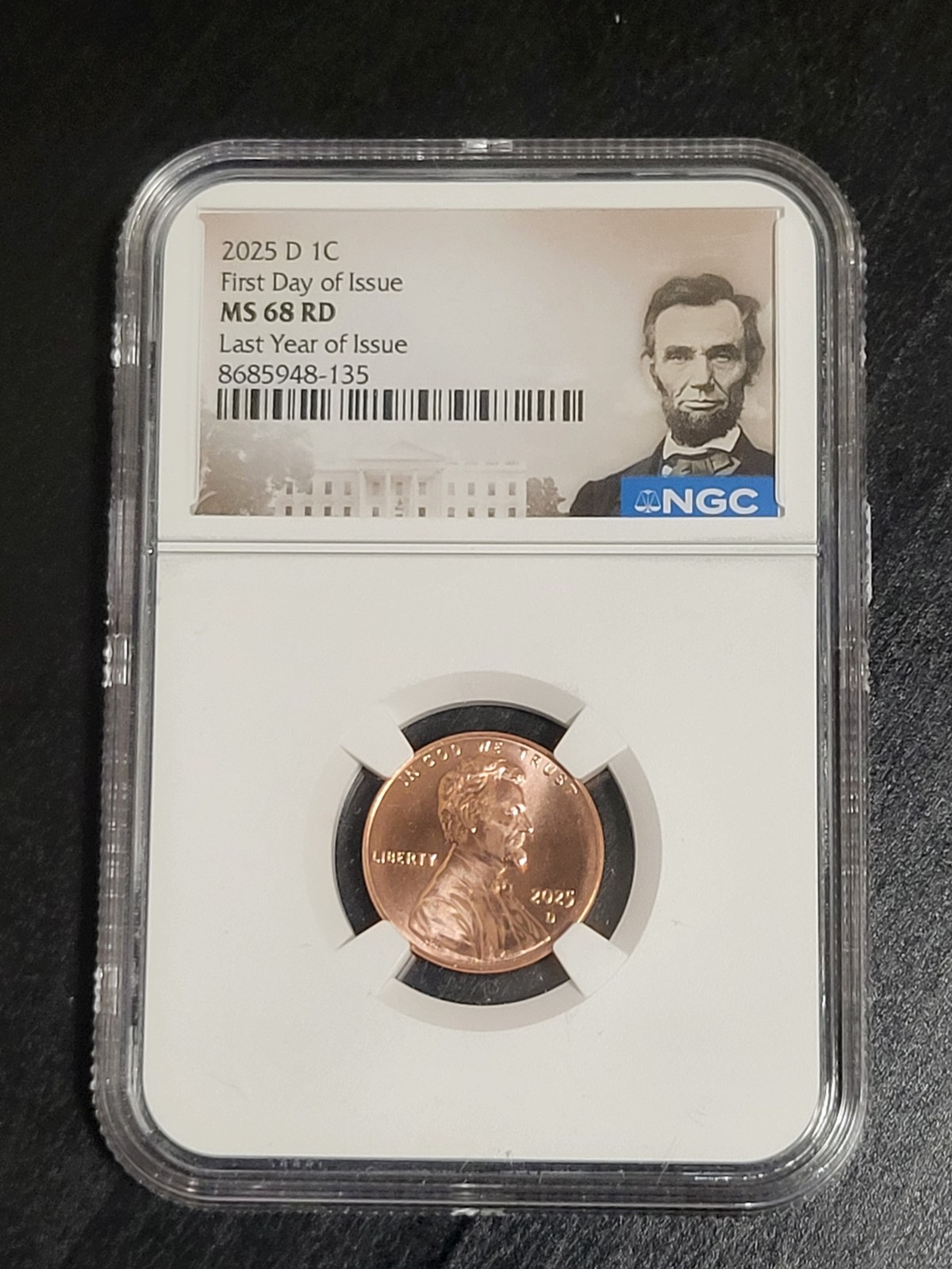 2025 D Lincoln Shield 1c Cent NGC MS68 RD coin, First Day of Issue