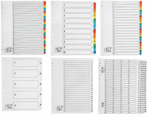 5 Star A4 File Dividers Numbered Subject Plastic Tabs Punched Ring ...