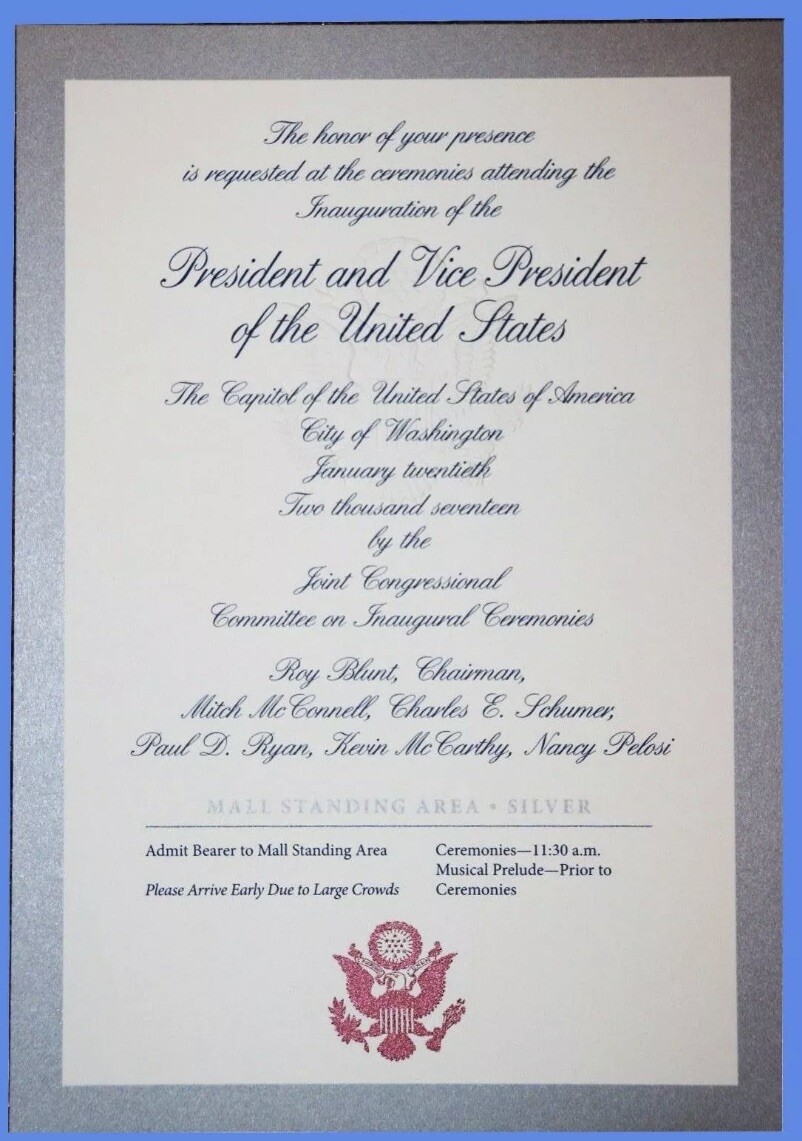 Invitation To The Presidents Inaugural
