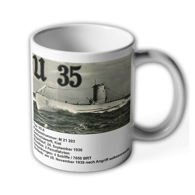 Tasse U-Boot 35 U35 Marine 1939 Typ VII A Germaniawerft Feindfahrt#1674 ...