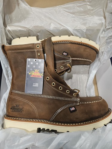 NEW Thorogood 804-4378 Men's 8" Moc Steel Safety Toe Work Boots, USA ...