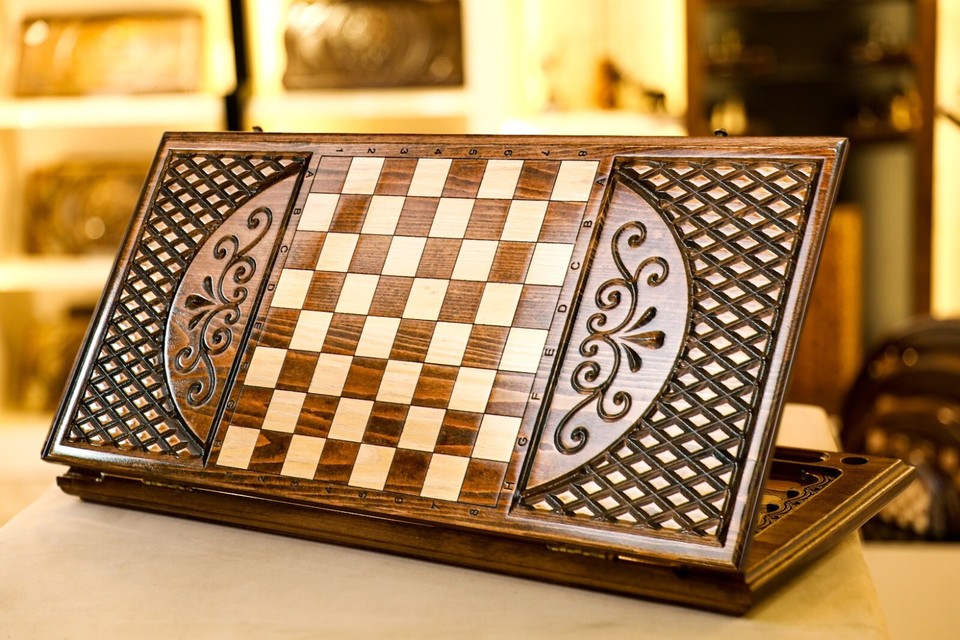 Wood Backgammon Set Ornaments - Wooden Board Game - Handmade Armenian ...