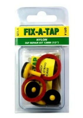 FIX-A-TAP Nylon Tap Valve Repair Kit - 4 Pack tap valves body washers o ...