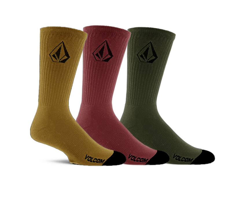 Volcom Socks Full Stone 3pk Red/Green/Yellow | eBay